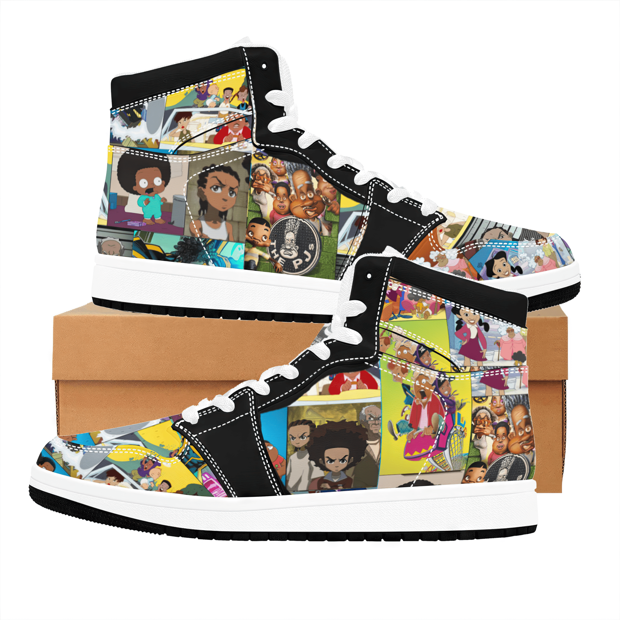 Black Cartoon Hightop Sneakers | Melanin Apparel