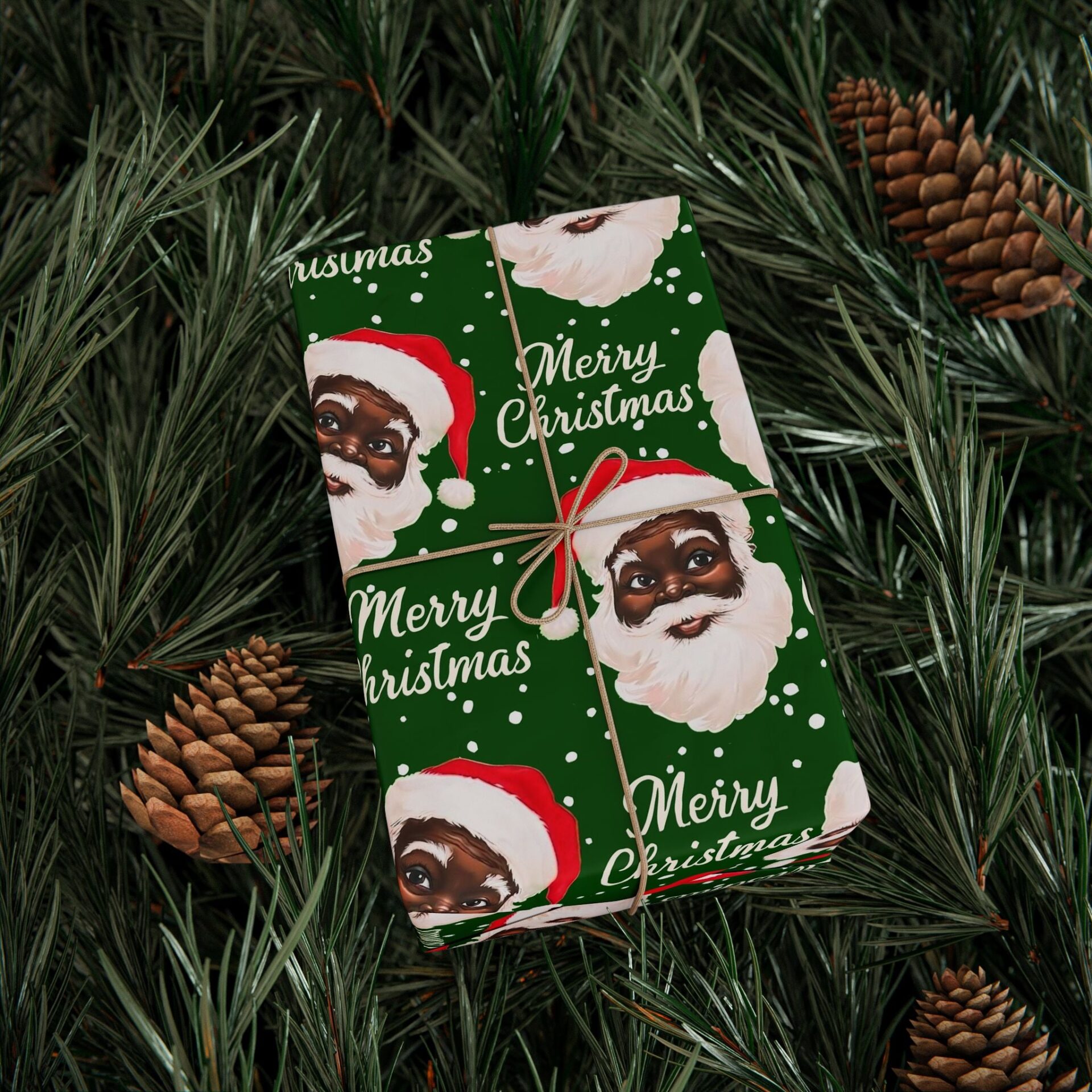 Merry Christmas Santa Premium Wrapping Paper 2 or 5 Rolls | Melanin Apparel
